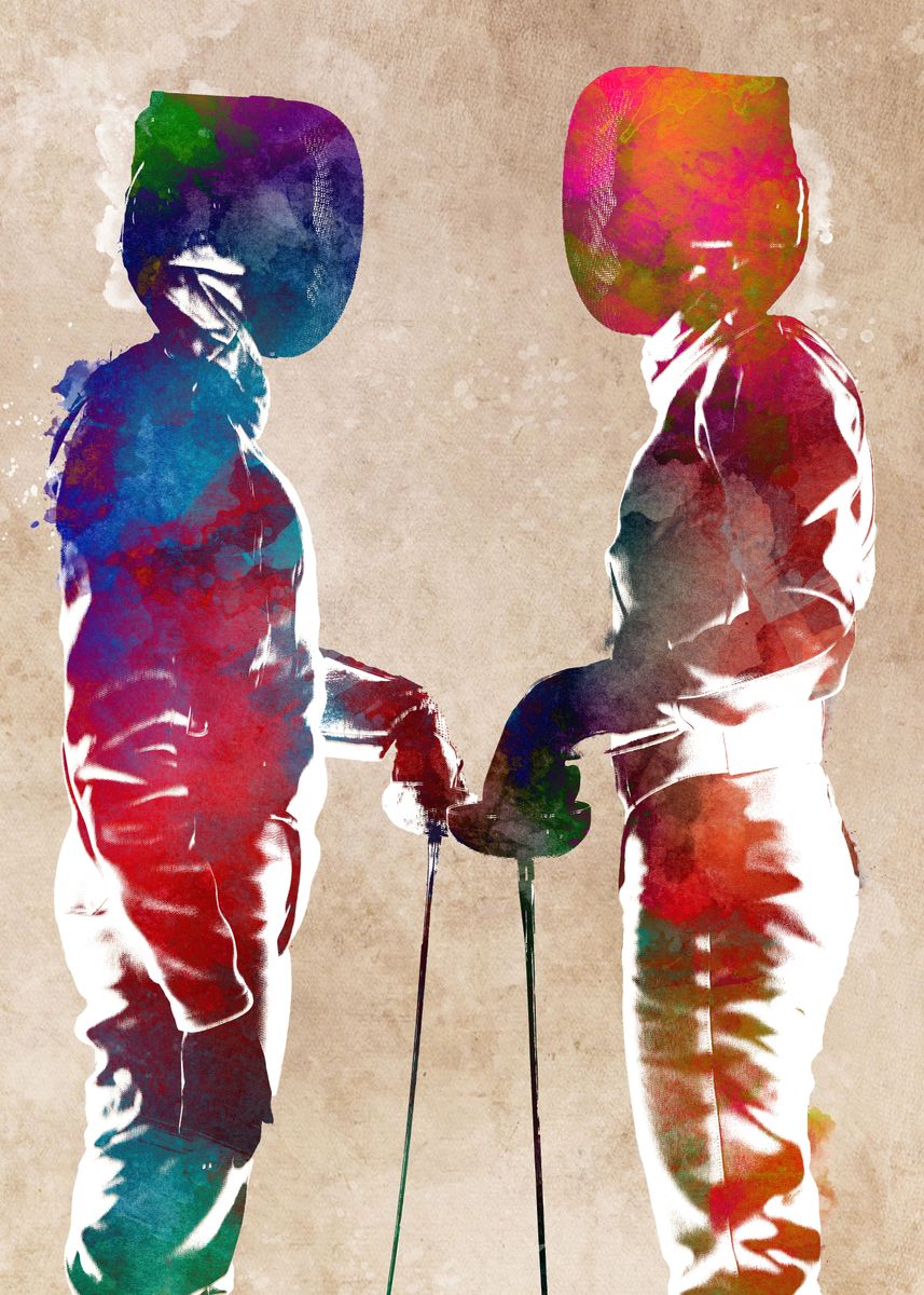 'fencing sport art ' Poster, picture, metal print, paint by JBJart ...