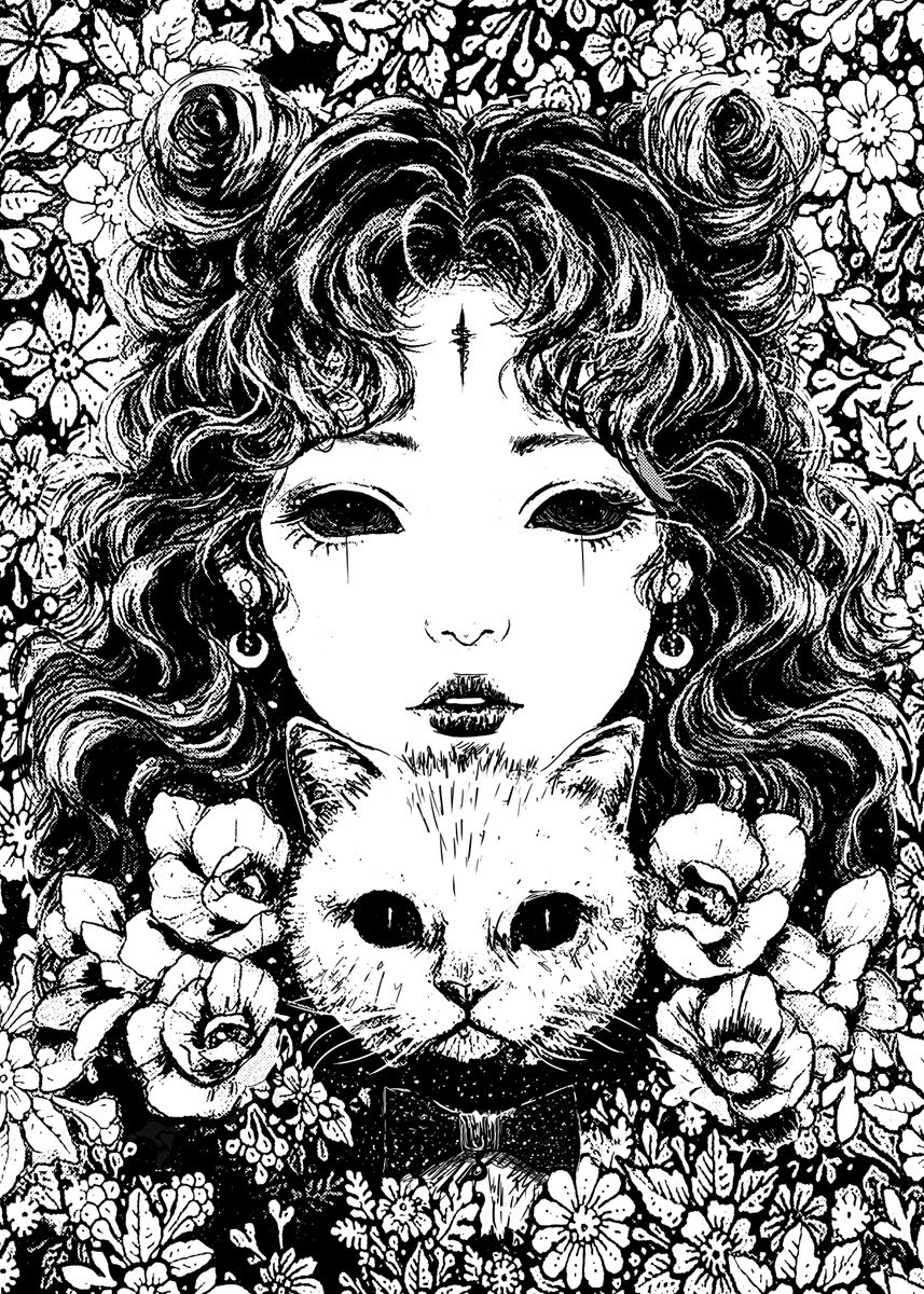 'Gothic Manga Cat Girl' Poster, picture, metal print, paint by Anass ...