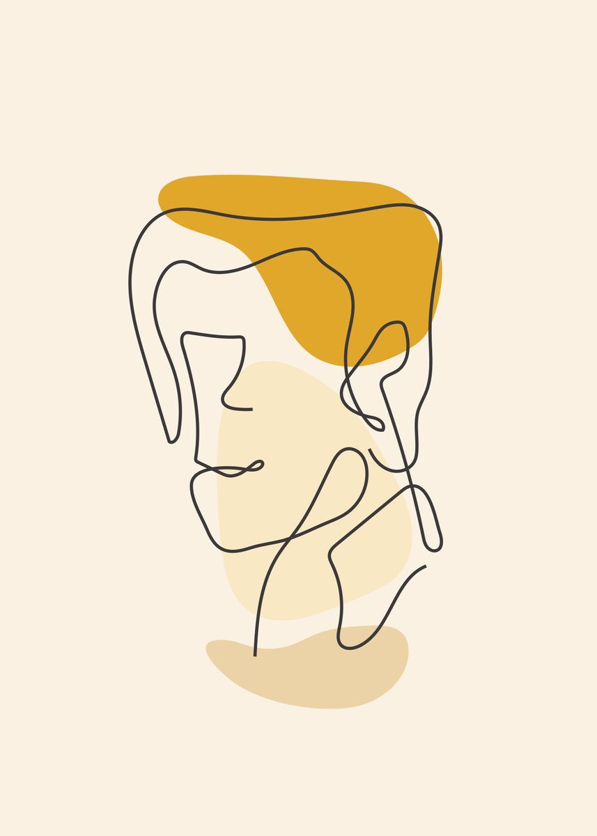 'Weird men face line art' Poster, picture, metal print, paint by Human ...