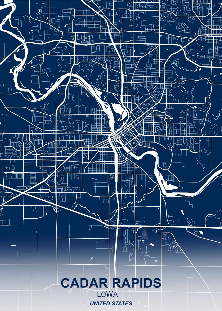 'Cedar Rapids' Poster, picture, metal print, paint by sinnois | Displate