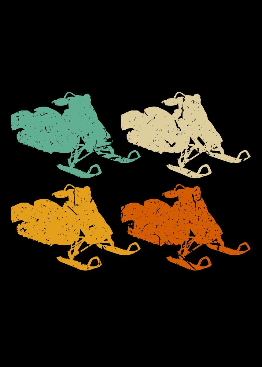 'Snowmobile Motor Sled' Poster, picture, metal print, paint by ...