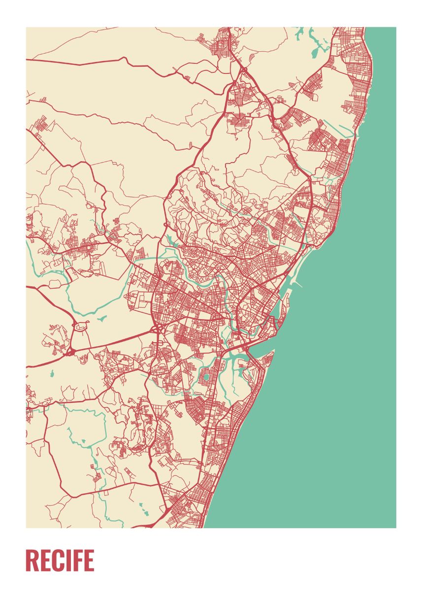 'Recife' Poster, picture, metal print, paint by Mr Penguin | Displate