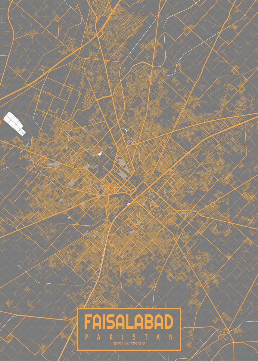 'Faisalabad Map Bauhaus' Poster by deMAP Studio | Displate