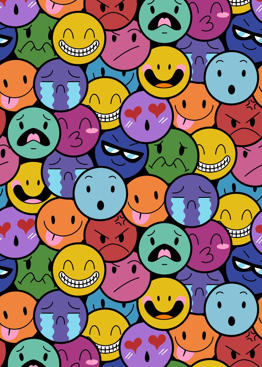 'Emotion Smile Emoticons' Poster, picture, metal print, paint by ...