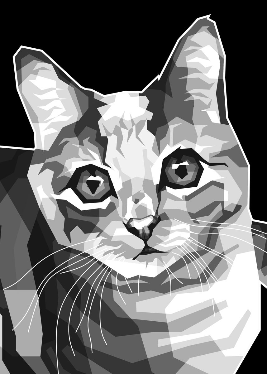 'Cat' Poster, picture, metal print, paint by Doublede Design | Displate
