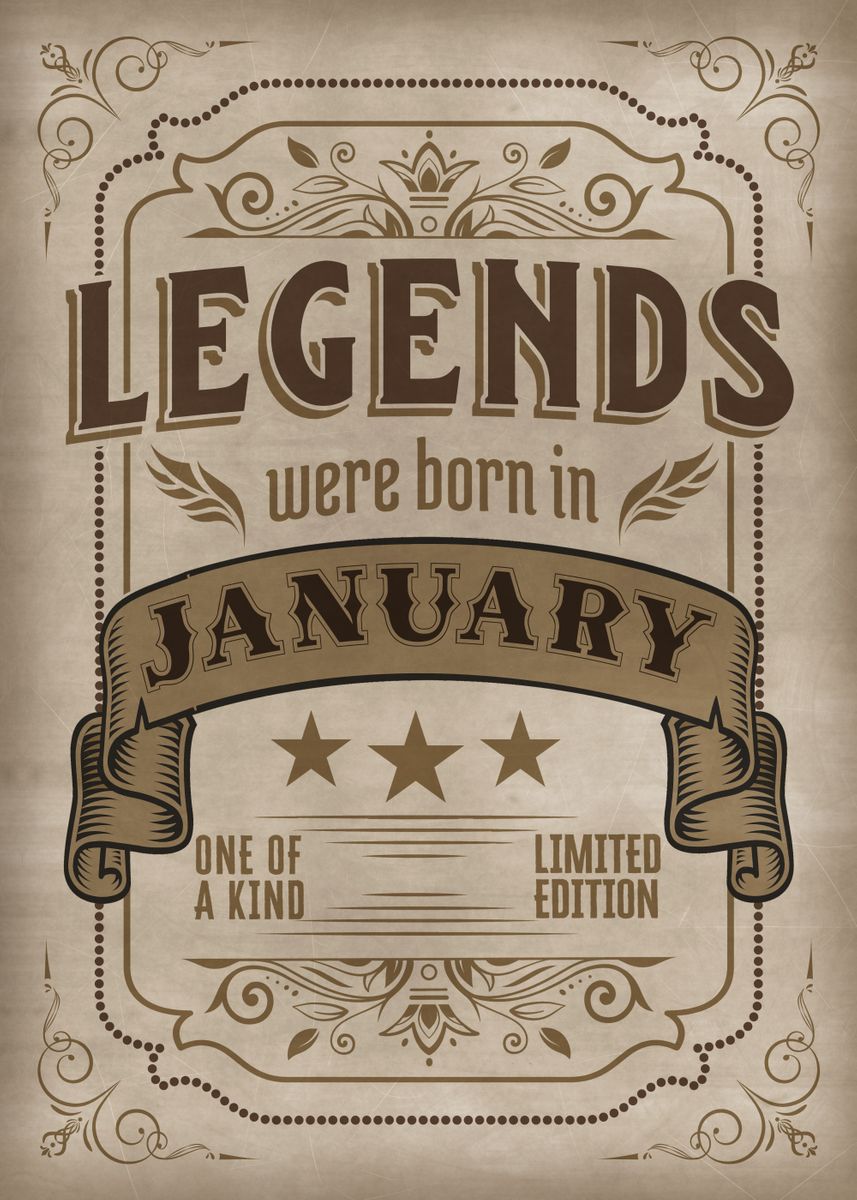 'January Legend' Poster, picture, metal print, paint by XandYart | Displate