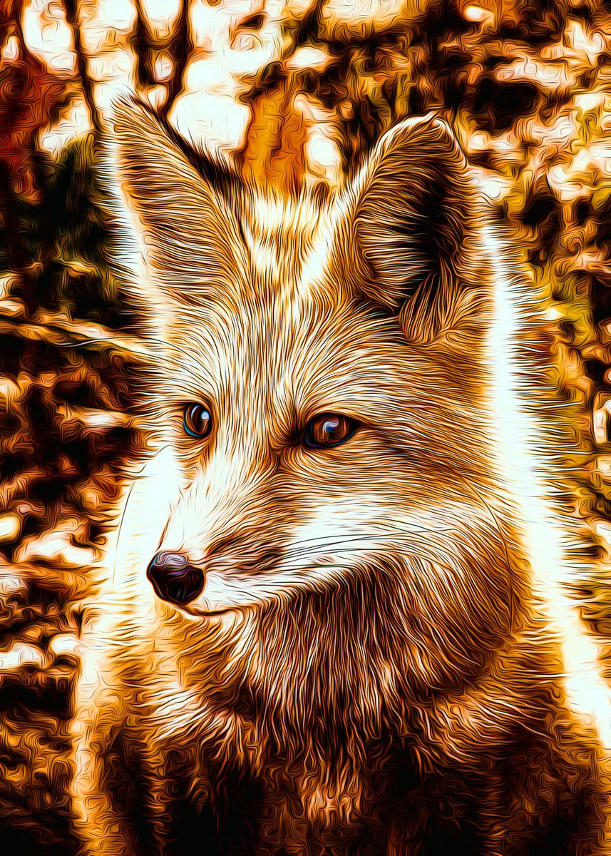 'Fox' Poster, picture, metal print, paint by Tiker Arts | Displate