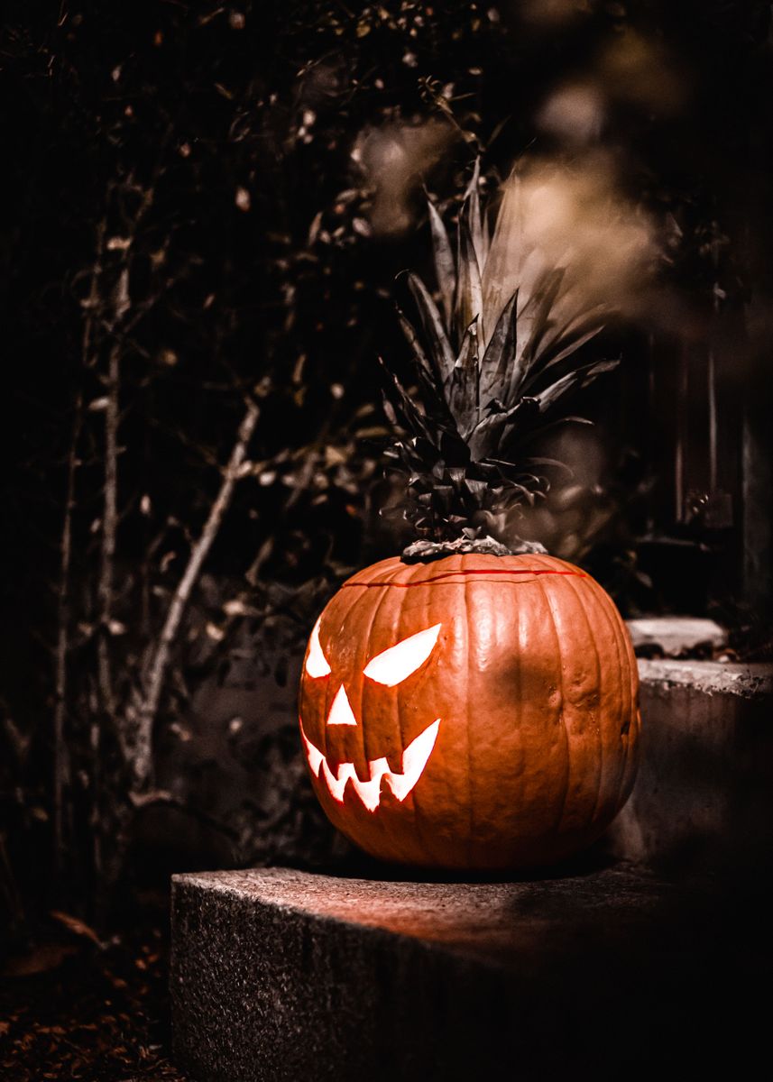 'Halloween Pumpkin on Steps' Poster, picture, metal print, paint by ...