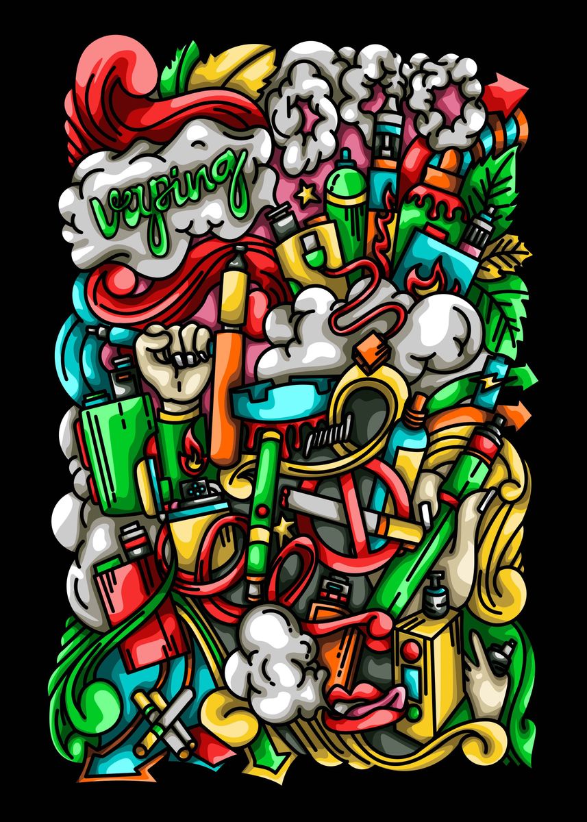 'Doodle Vape' Poster, picture, metal print, paint by fay list.art ...