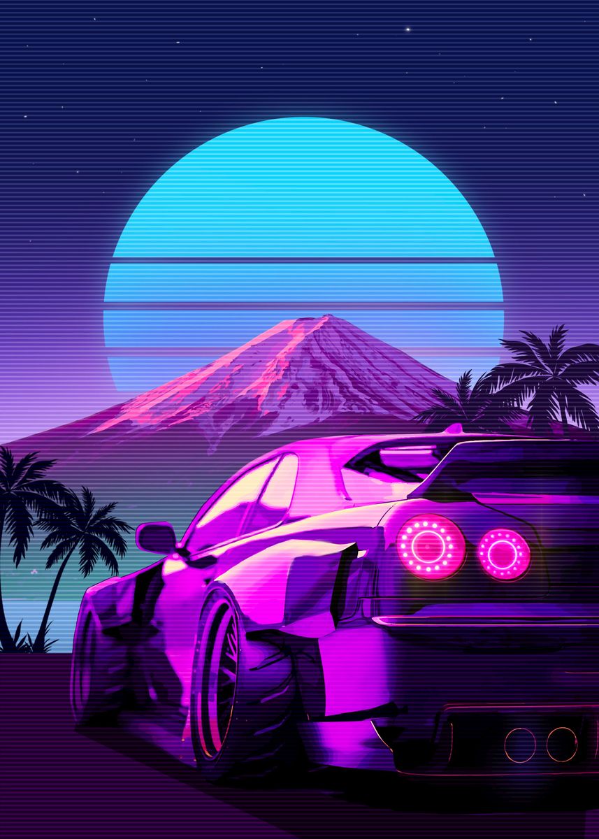 'gtr r34 skyline engine' Poster, picture, metal print, paint by Boon ...