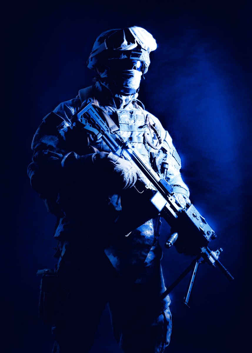 'Blue lighted Soldier' Poster, picture, metal print, paint by ...