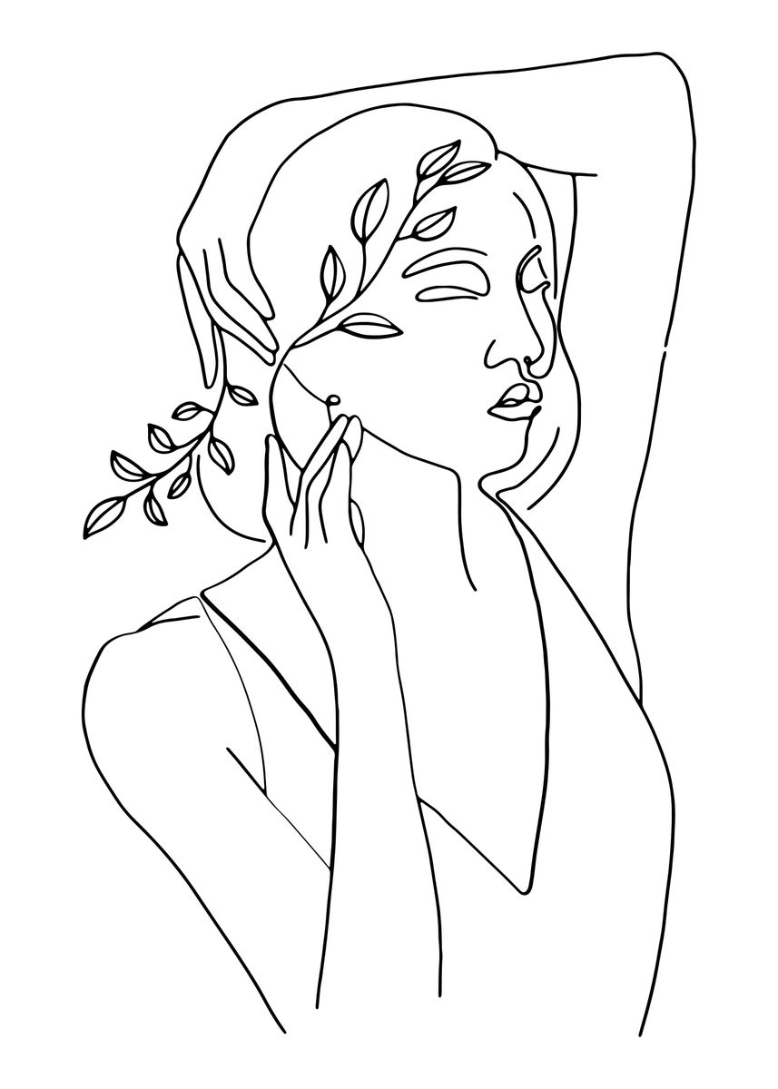'One Line Art Woman' Poster, picture, metal print, paint by Color My ...