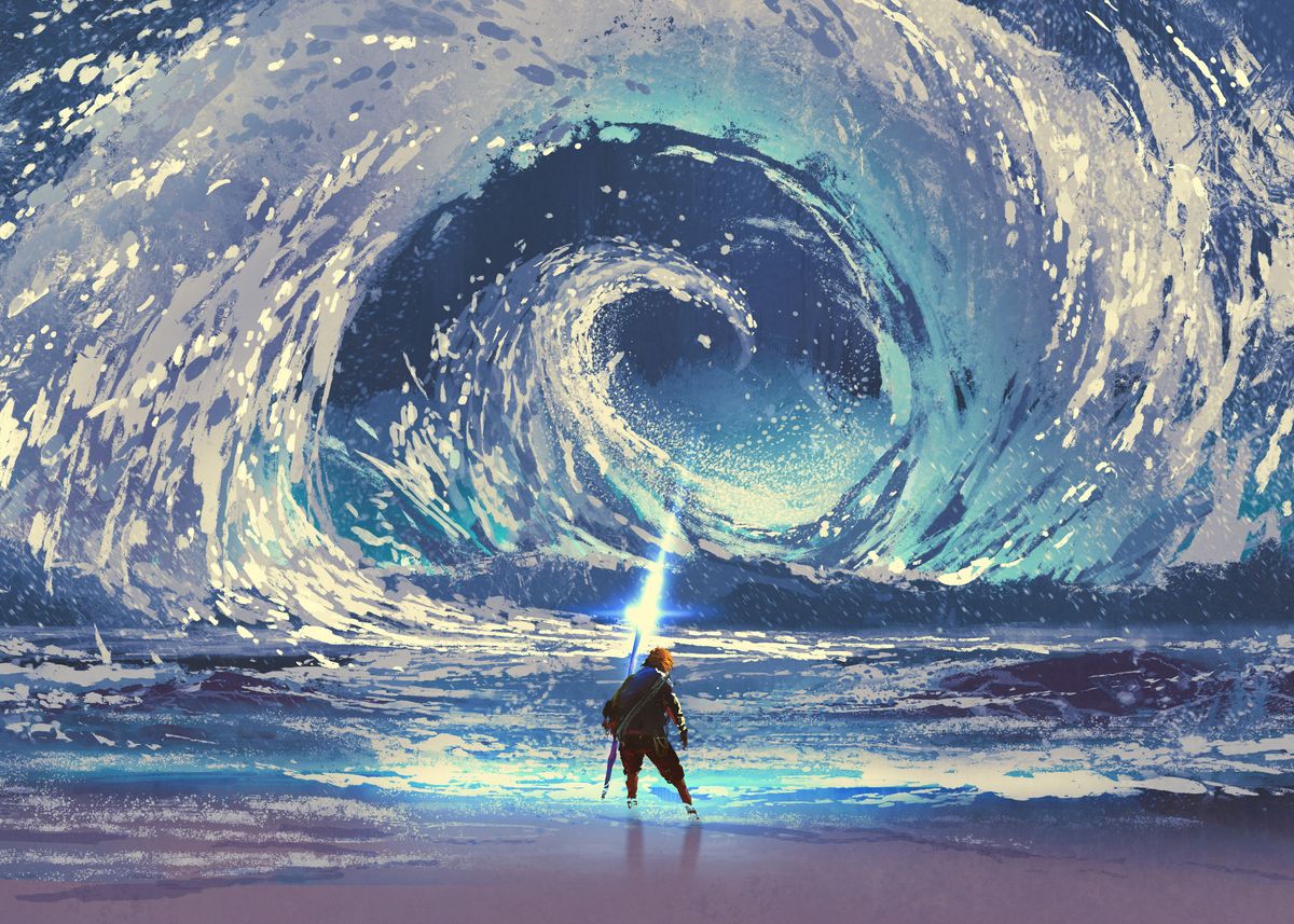 'Man with magic spear ' Poster by Nabila Art | Displate