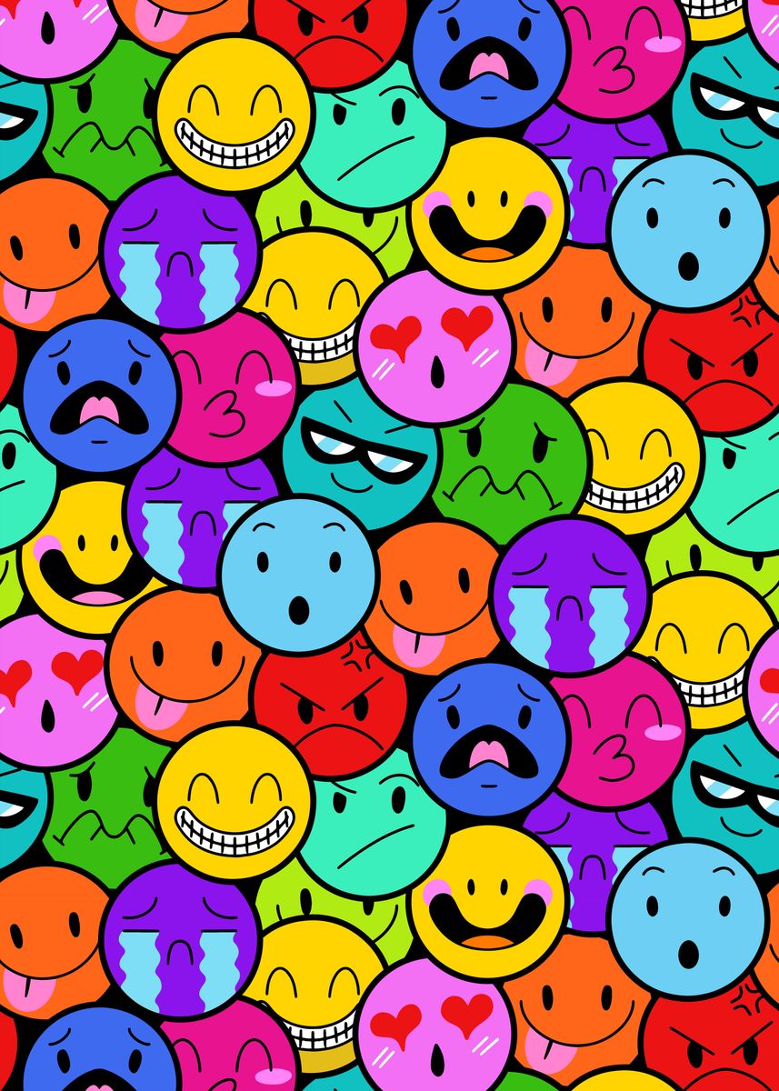 'Emotion Smile Emoticons' Poster, picture, metal print, paint by ...