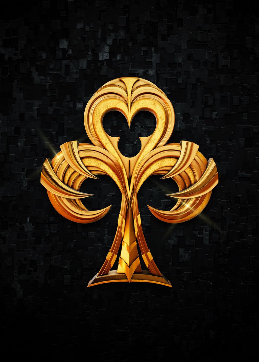 'Poker Gold Ace Clover' Poster, picture, metal print, paint by ...