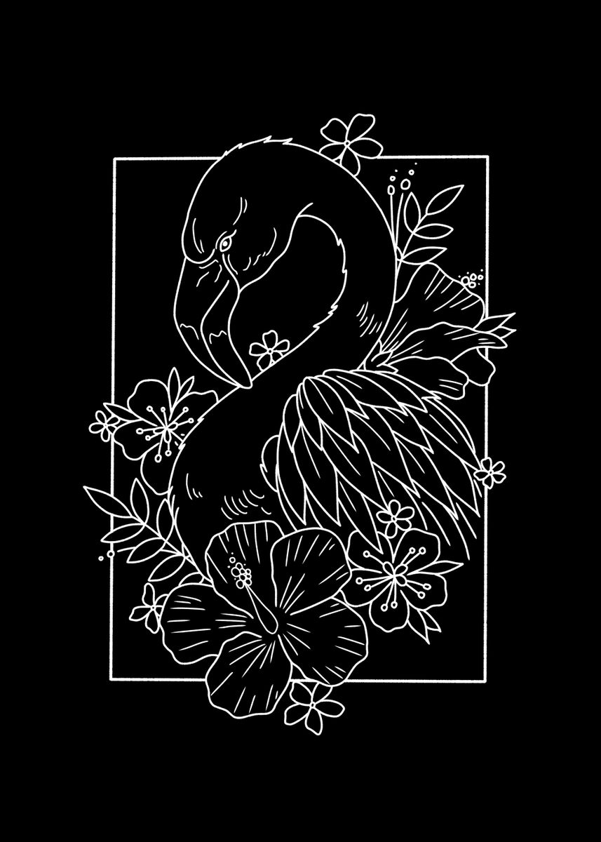 'Flamingo aesthetic line' Poster, picture, metal print, paint by Hype ...