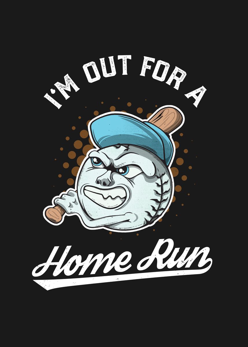 'Baseball Mascot Home Run' Poster, picture, metal print, paint by Foxxy ...