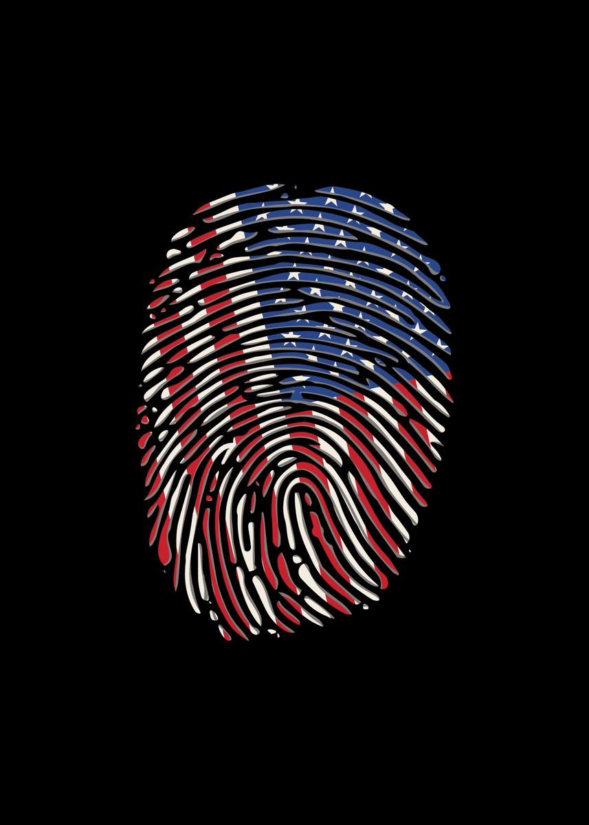 'American flag finger print' Poster, picture, metal print, paint by ...