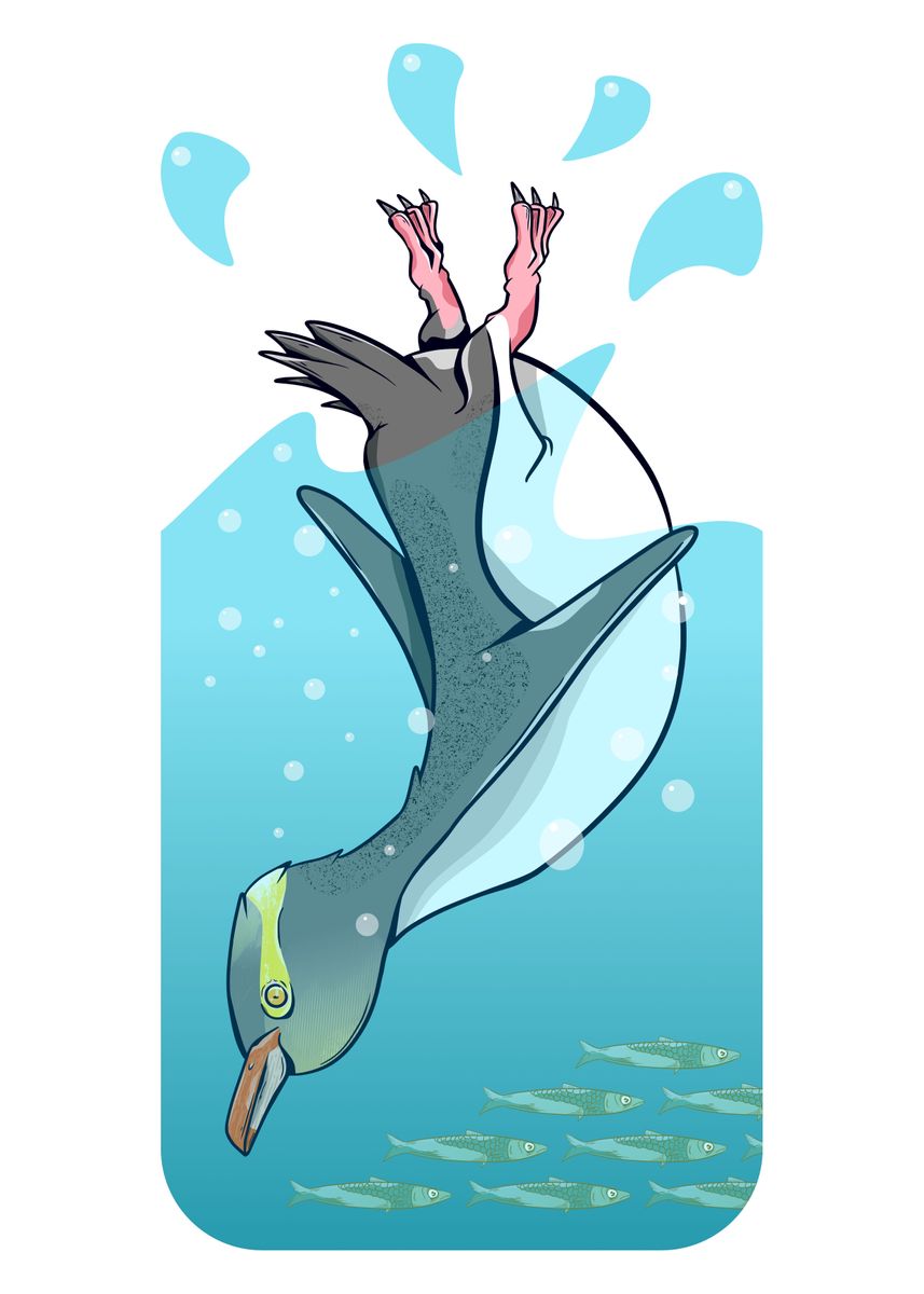 'Hoiho Yelloweye penguin' Poster, picture, metal print, paint by ...