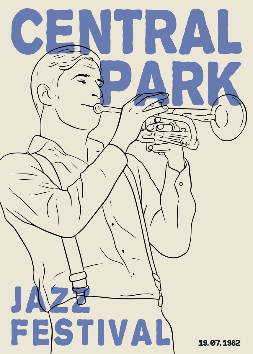 'NYC Central Park Jazz' Poster, picture, metal print, paint by BluePinkPanther | Displate
