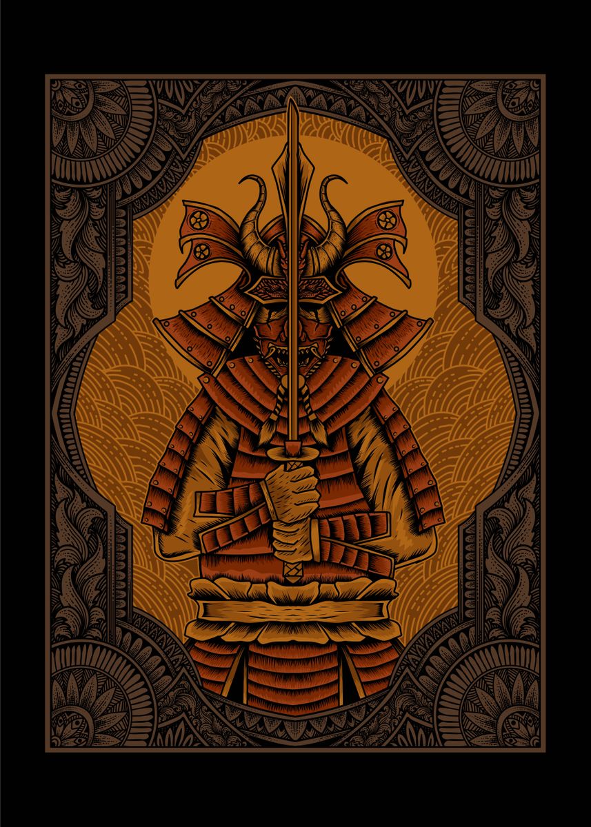 'japan devil samurai' Poster by wan studio 50 | Displate