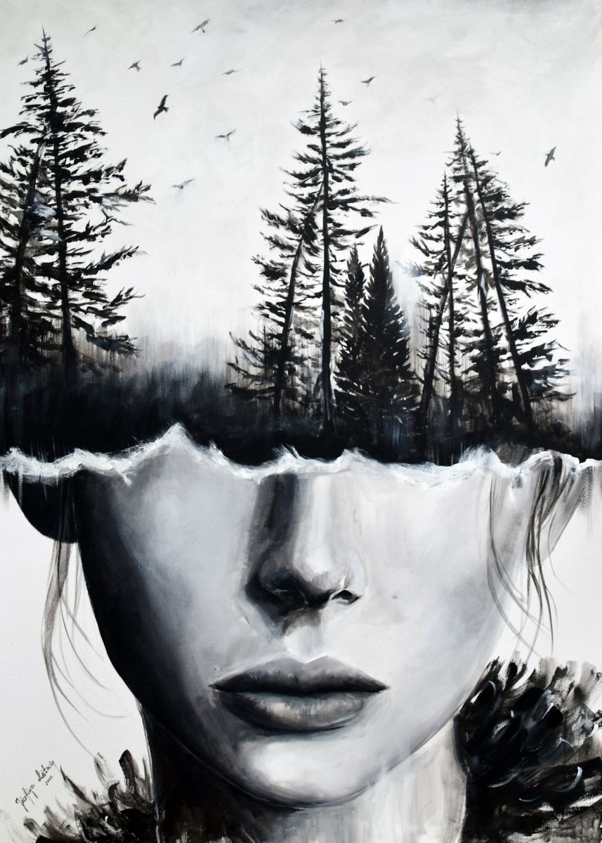 'Forest girl abstract art' Poster, picture, metal print, paint by ...