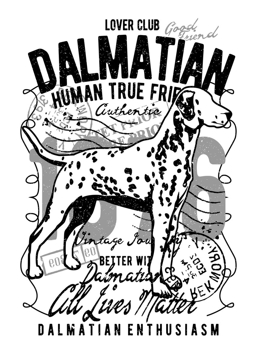 'Dalmatian Vintage' Poster, picture, metal print, paint by RickyEKelly ...