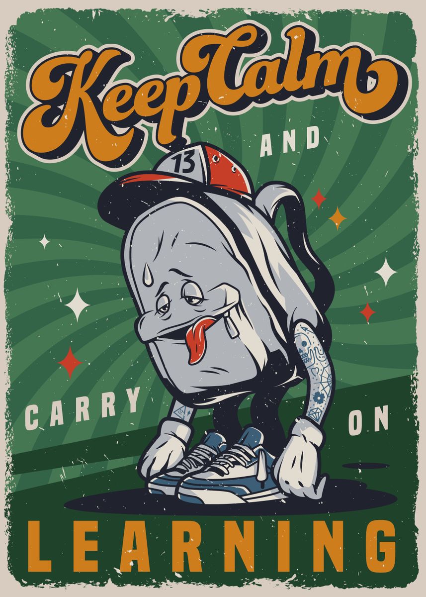 'Keep Clam Learning' Poster, picture, metal print, paint by 3am | Displate