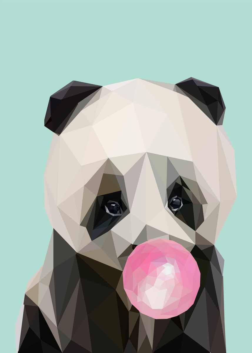 'panda bubble gum animal ' Poster, picture, metal print, paint by ...