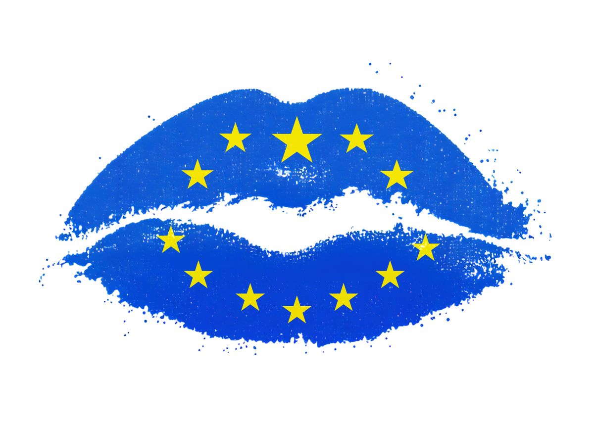'Europe flag stars lips blu' Poster by Gianfranco Grenar | Displate