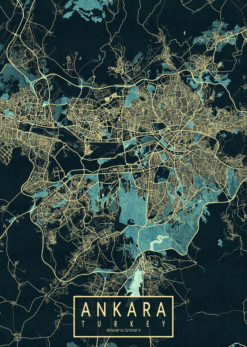 'Ankara City Map Summer' Poster by deMAP Studio | Displate