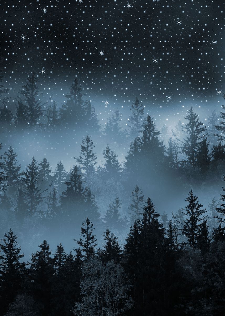 'Blue Forest Galaxy Dream 1' Poster, picture, metal print, paint by ...