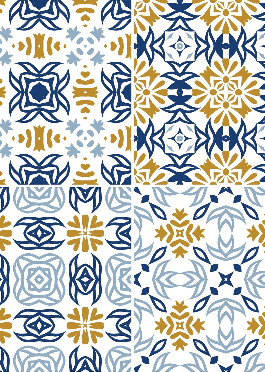'Mediterranean Blue Tile 12' Poster by Aloke Design | Displate