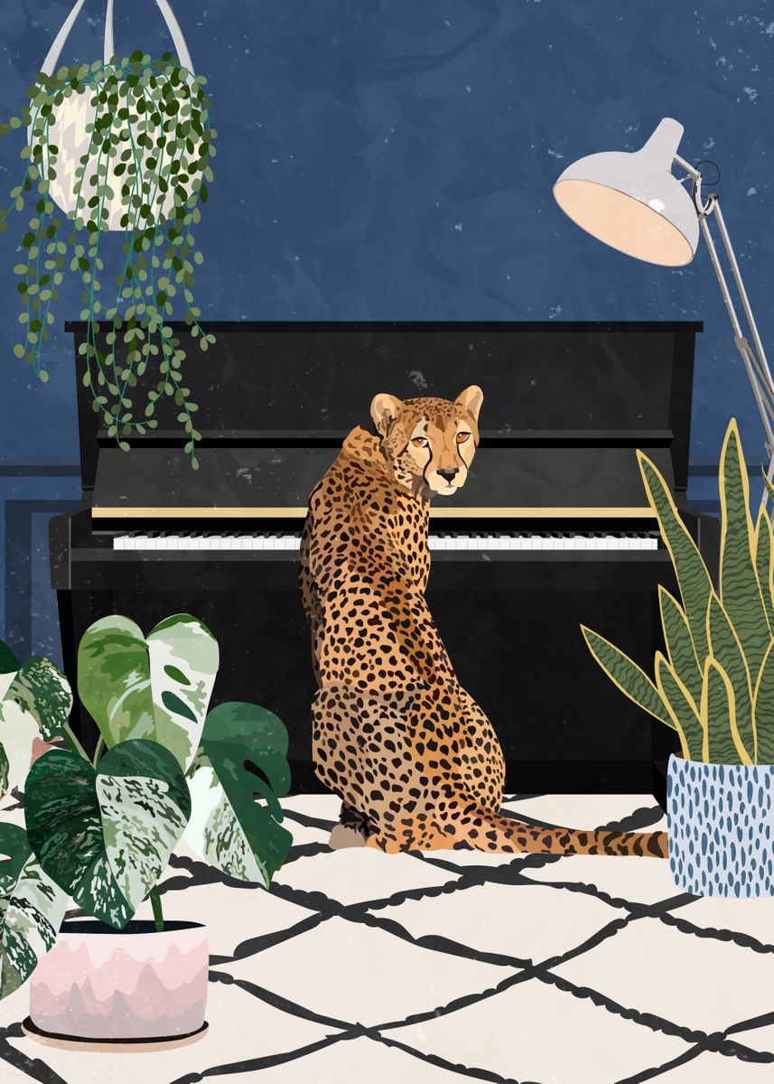 'Cheetah Playing Piano' Poster by Sarah Manovski | Displate