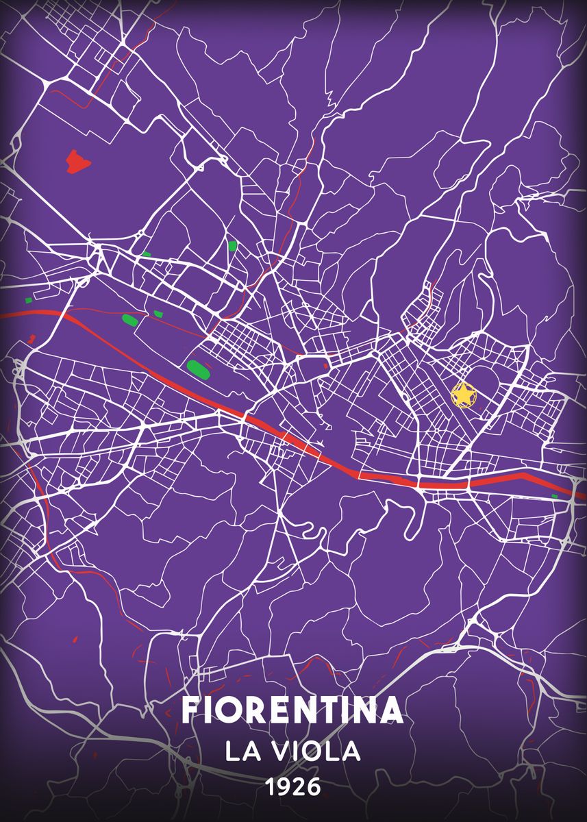 'ACF Fiorentina' Poster, picture, metal print, paint by Yates Madeline ...