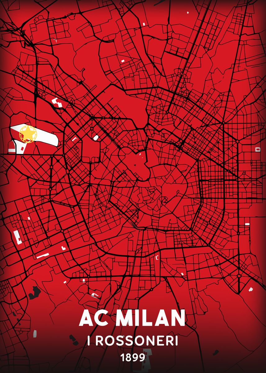 'AC Milan' Poster, picture, metal print, paint by Yates Madeline | Displate