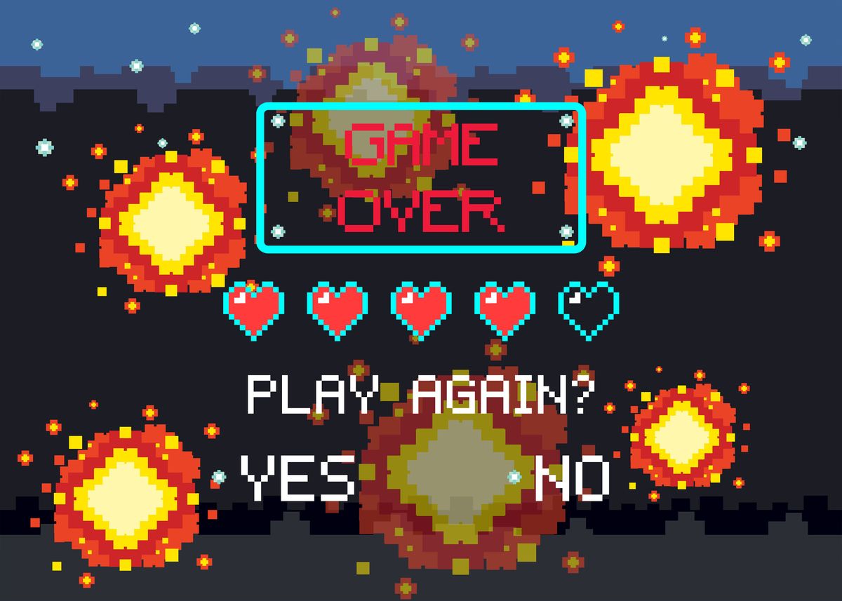 'Game over' Poster by 80s Retro | Displate