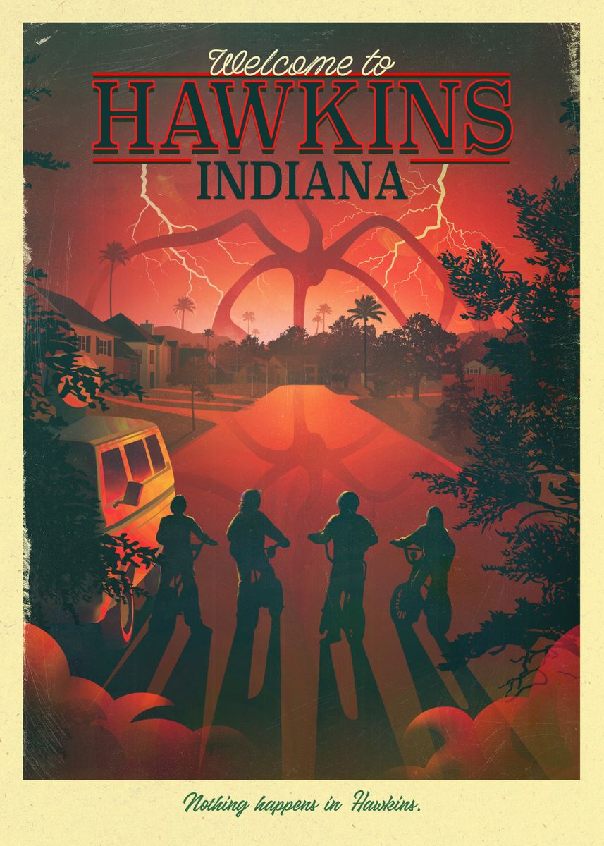'Welcome to Hawkins' Poster, picture, metal print, paint by Stranger ...