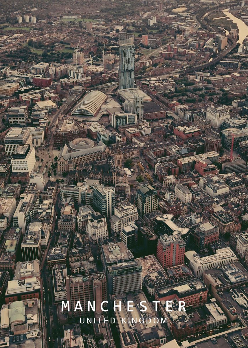 'Manchester Cityscape' Poster, picture, metal print, paint by Ainiez ...