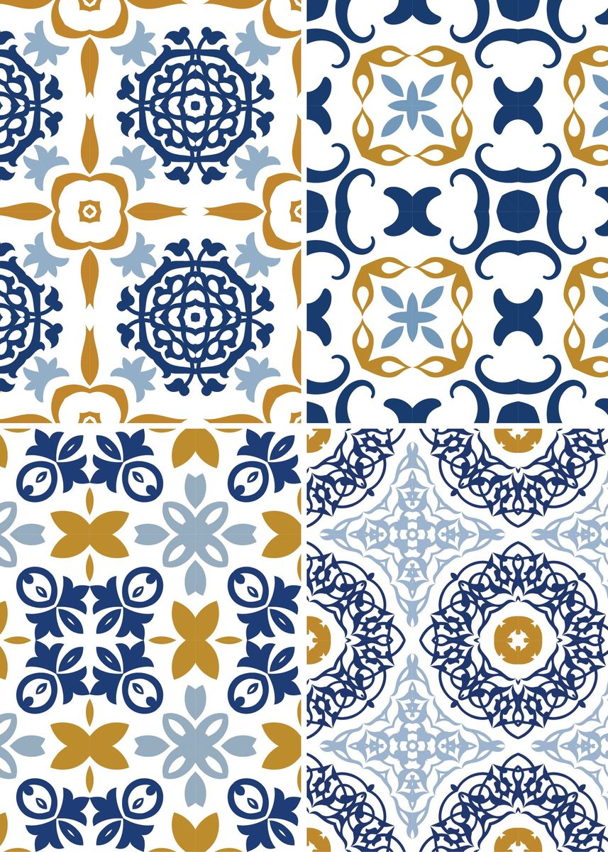 'Mediterranean Blue Tile 23' Poster by Aloke Design | Displate