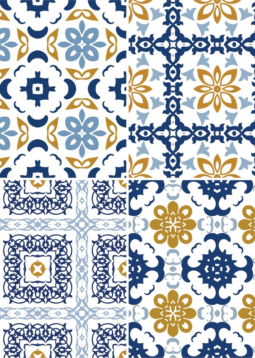 'Mediterranean Blue Tile 22' Poster by Aloke Design | Displate