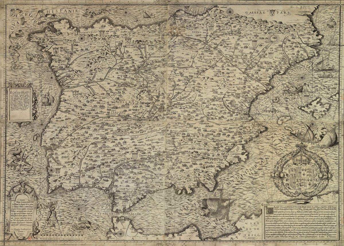 'Spain 1555 old Map' Poster by REAL VINTAGE | Displate