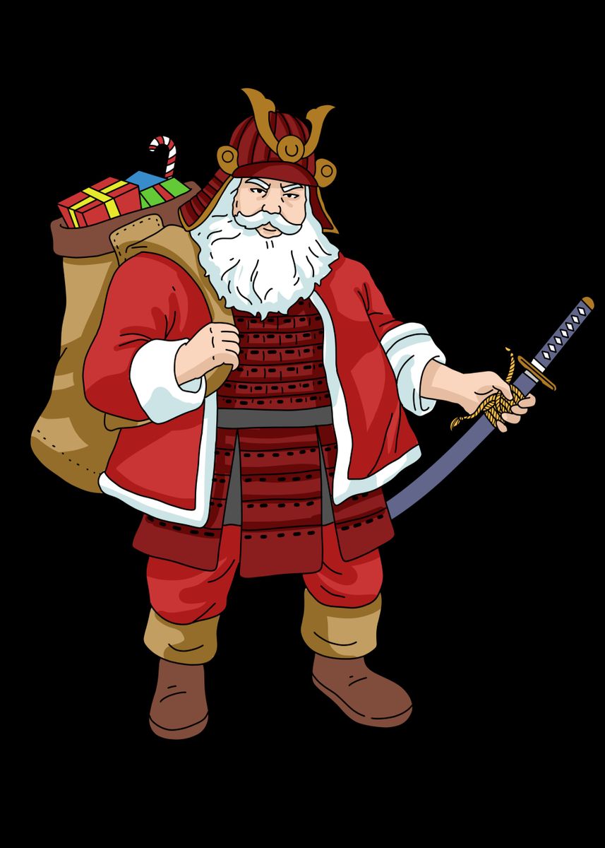 'Christmas Samurai Warrior' Poster, picture, metal print, paint by ...