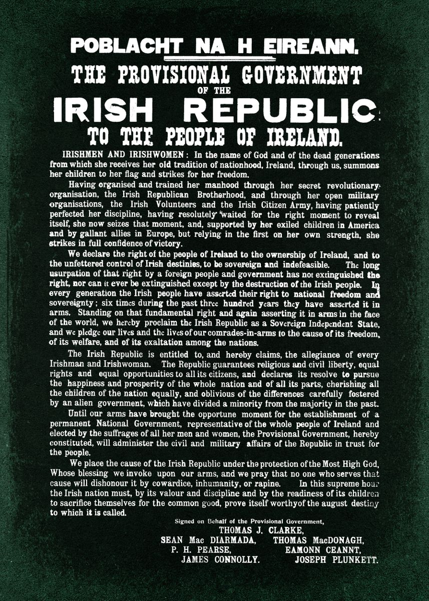 'Irish Proclamation Ireland' Poster, picture, metal print, paint by Jon ...