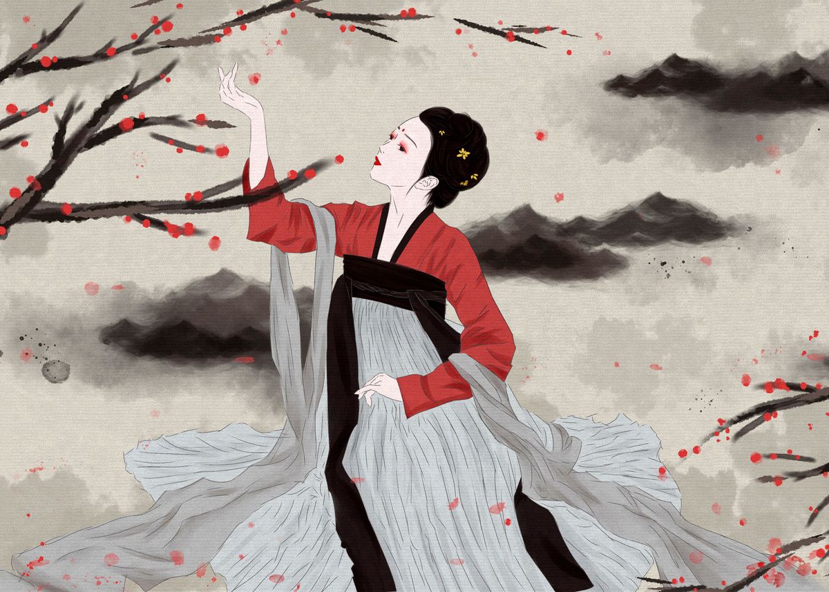 'Asian Girl cherry tree' Poster by Max Ronn | Displate