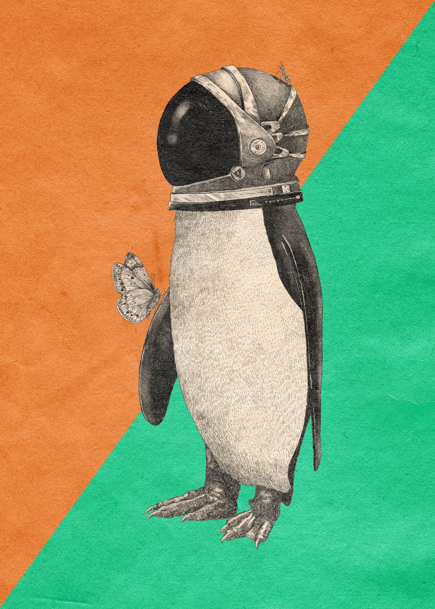 'penguin retro' Poster, picture, metal print, paint by kiryadi kiryadi ...