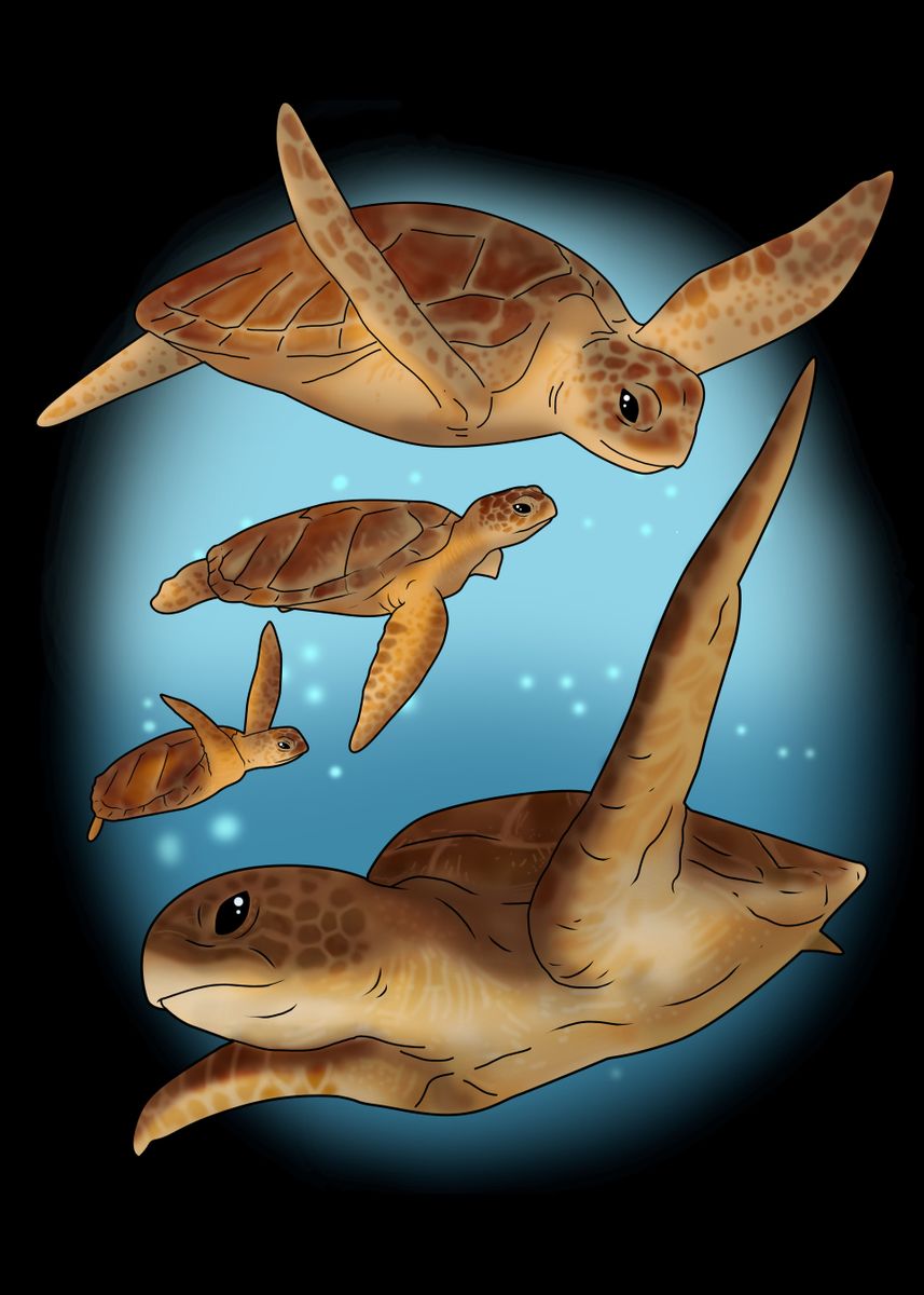 'Save The Ocean Sea Turtle' Poster, picture, metal print, paint by ...