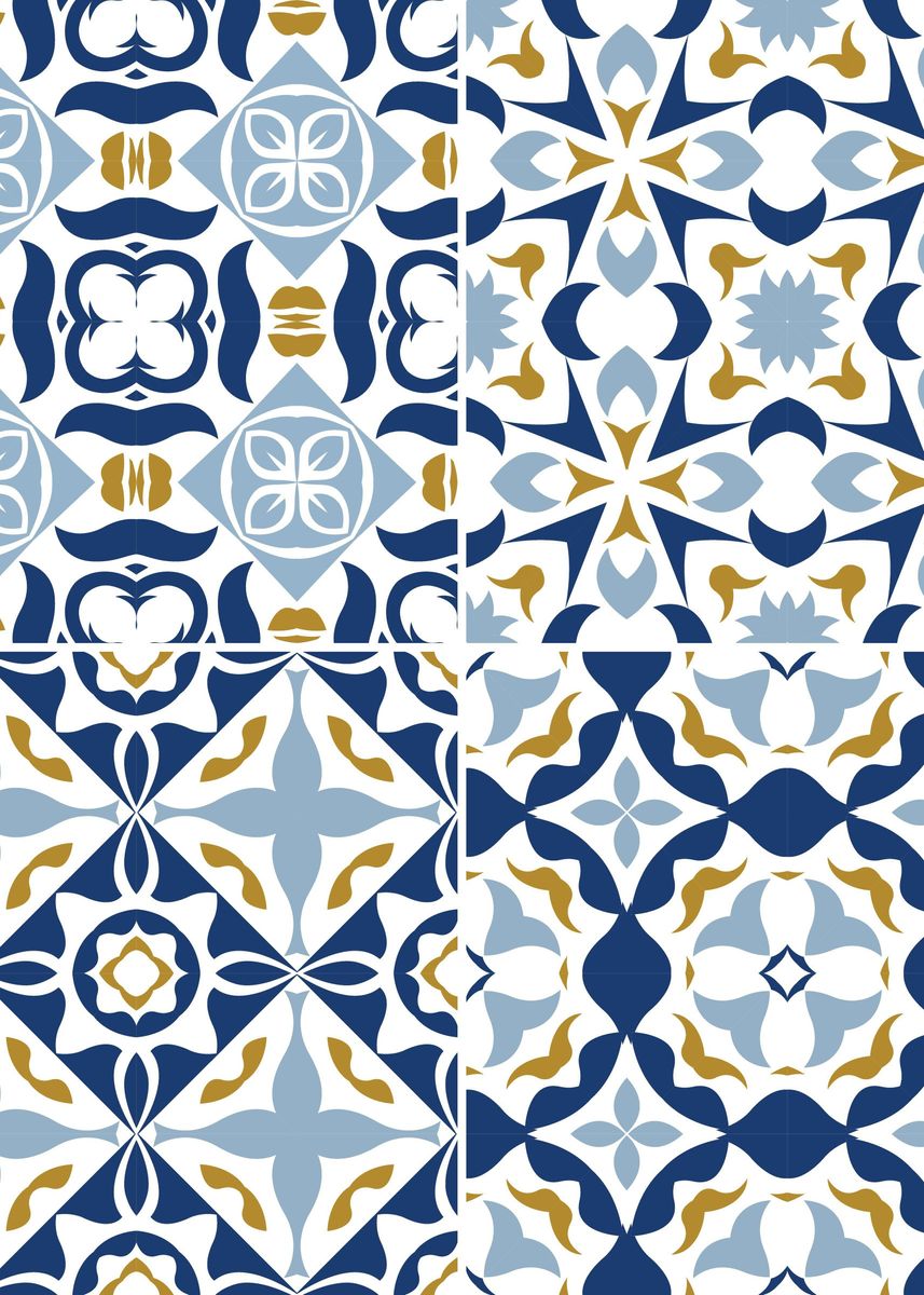 'Mediterranean Blue Tile 28' Poster by Aloke Design | Displate