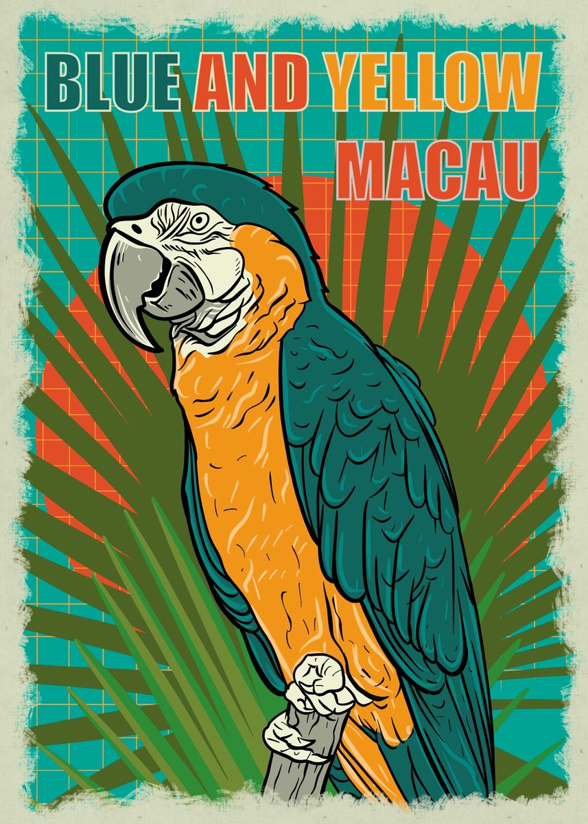 'Blue and yellow macau' Poster, picture, metal print, paint by 4 Epic ...