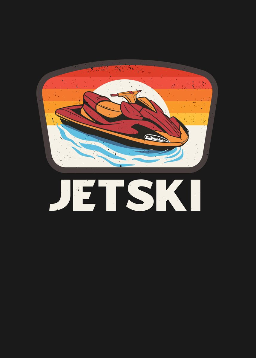 'Jetski Water Sports Retro' Poster, picture, metal print, paint by ...